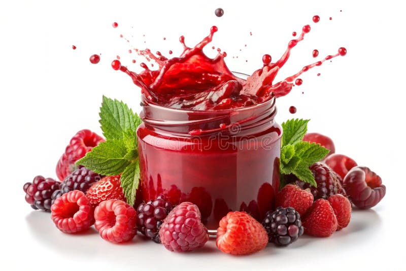 Red Berry Jam Splash,isolated on White Background Stock Illustration ...