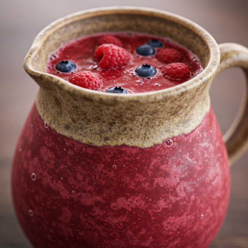 Red Berry Smoothie in Rustic Jug Stock Illustration - Illustration of texture, colorful: 380736830