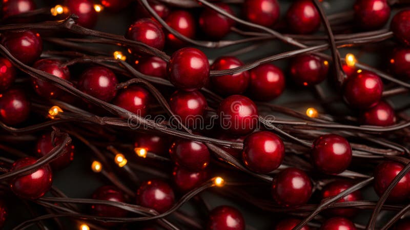 Red Berry String Lights Festive Holiday Decor Stock Illustration ...