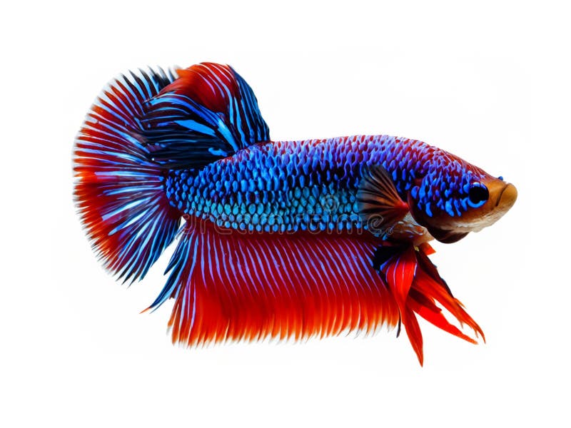 Red Betta Fish in Blue Background. Siamese Fighting Fish, Betta ...