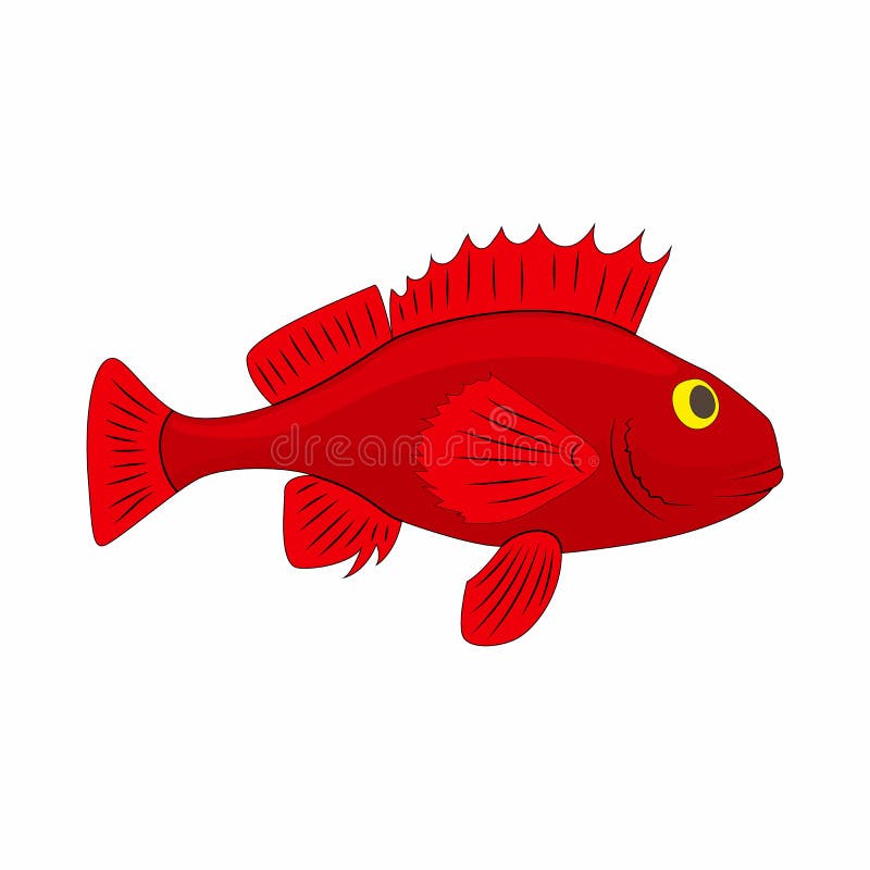 Red Betta Fish, Fighting Fish Icon, Cartoon Style Stock Vector ...