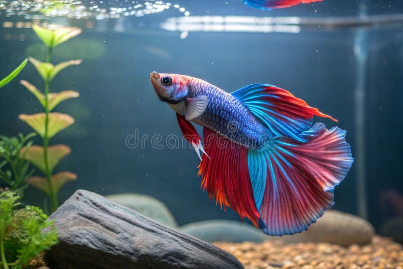 Red Betta Fish, the Siamese Fighting Fish (Betta Splendens) at Aquarium ...