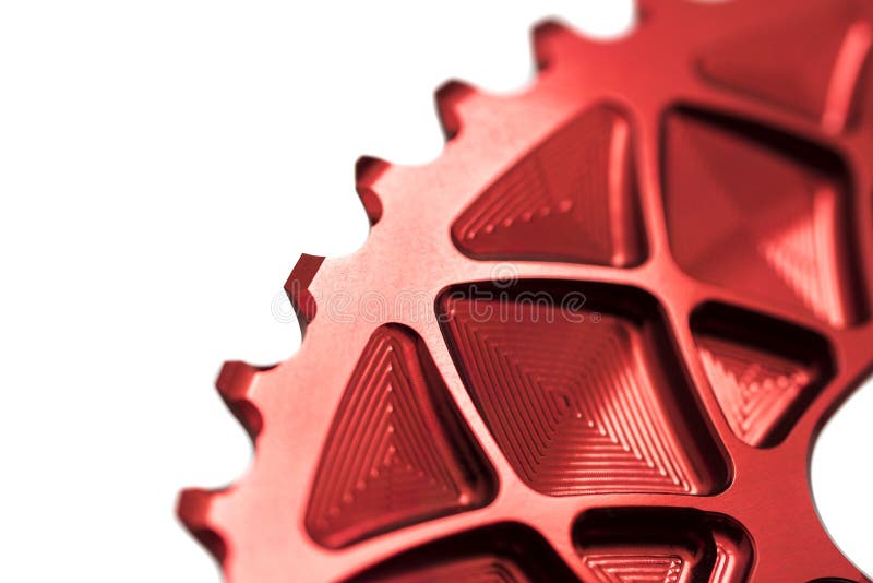 Red Bicycle Chainring in Hand Stock Image - Image of background ...