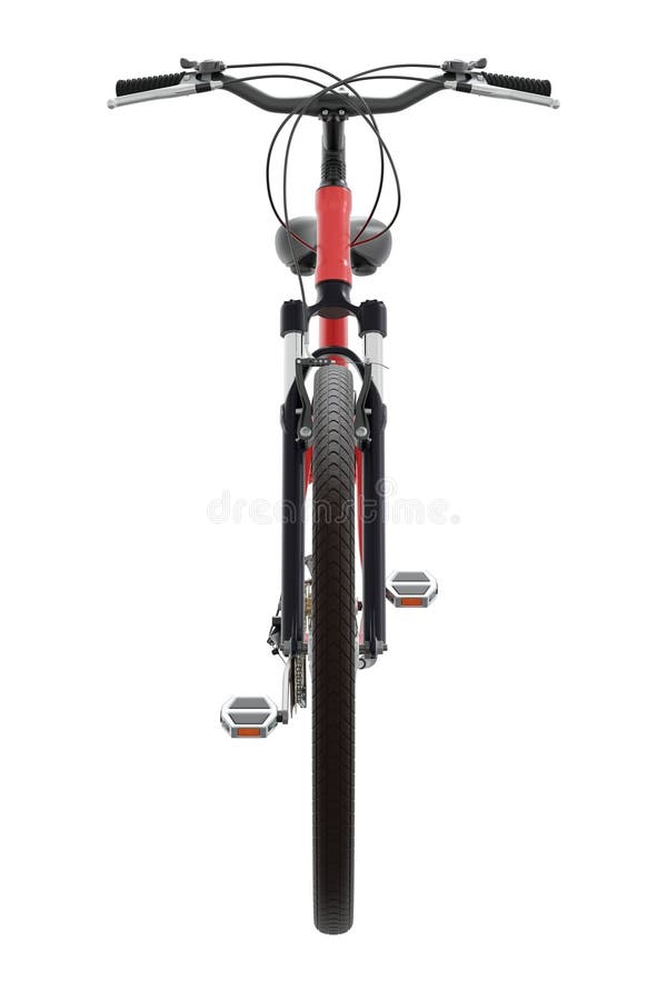 Red Bicycle, Front View Isolated on White Background, 3D Illustration ...