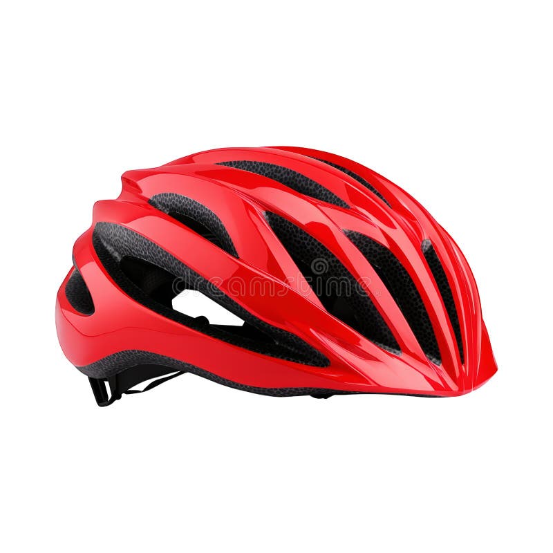 Vibrant Red Bicycle Helmet Isolated Stock Image - Image of glasses ...