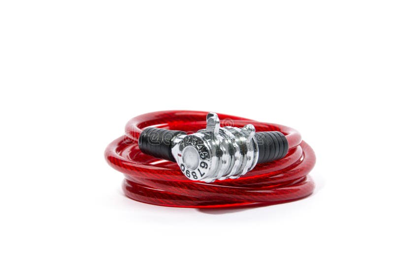 Red bicycle lock stock image. Image of horizontal, rope - 40640775