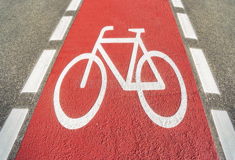 Red bicycle path stock photo. Image of ride, germany - 79927268