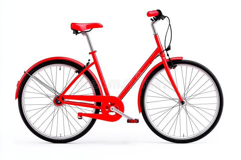 A Red Bicycle with a White Background Stock Photo - Image of standing ...