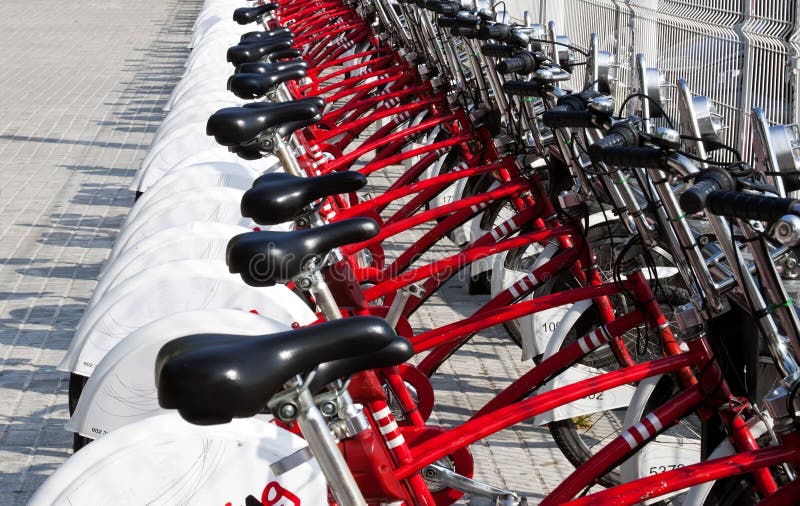 Red bicycles stock photo. Image of sport, rent, bike - 19812618