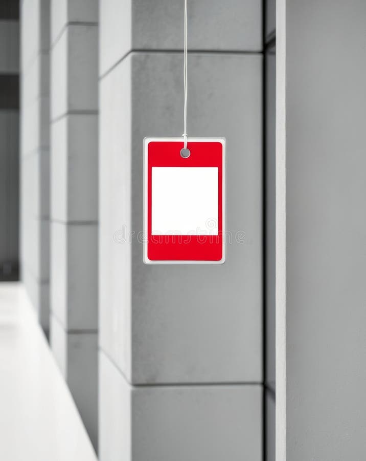 Red Big Blank Label Tag in the Center of the Building. Stock ...