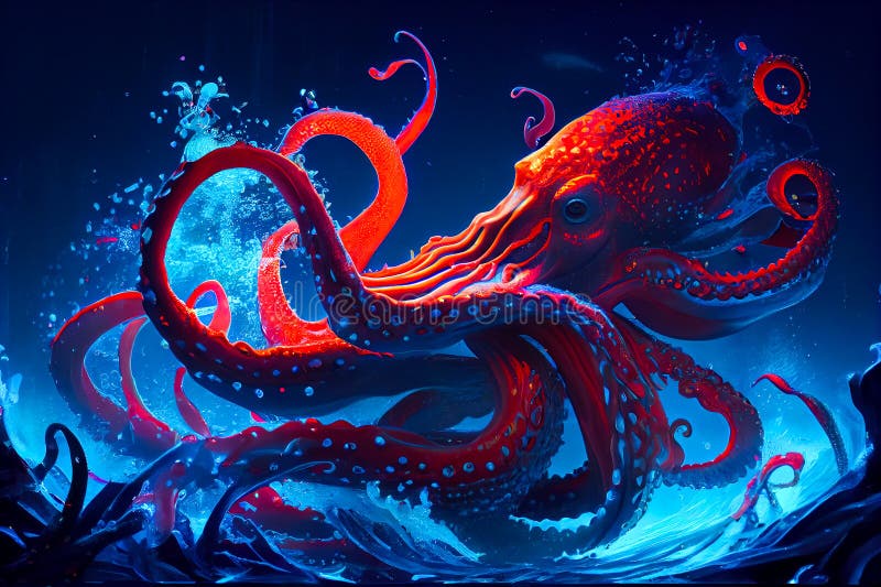 Red Octopus Coral Sea Stock Illustrations – 348 Red Octopus Coral Sea ...