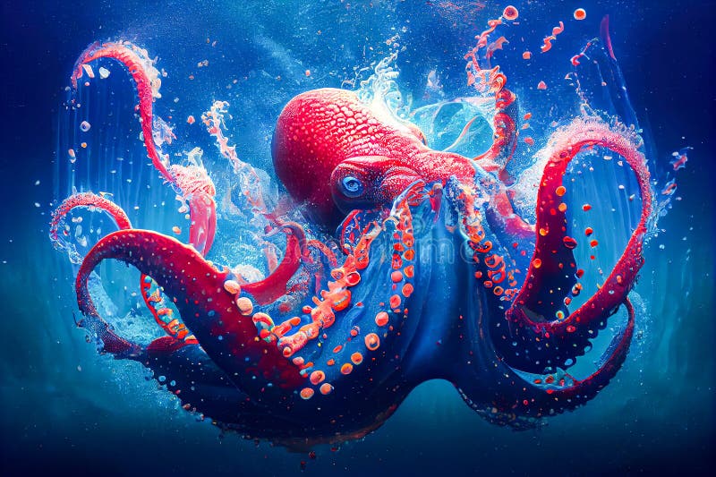 Red Octopus Coral Sea Stock Illustrations – 348 Red Octopus Coral Sea ...