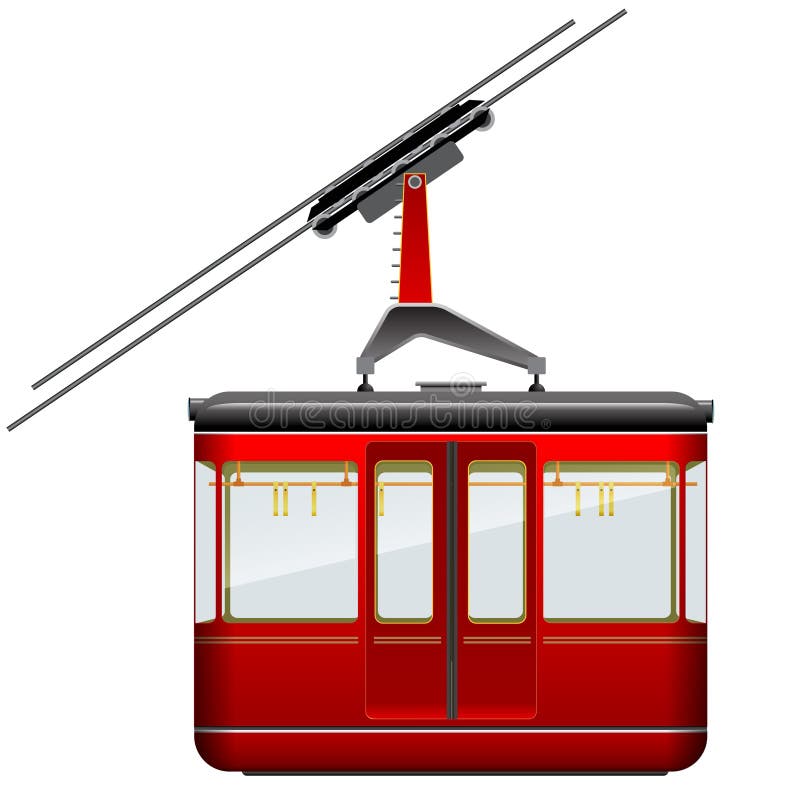Cable Car, Red Ropeway Cabin Cartoon Vector Illustration Stock Vector ...