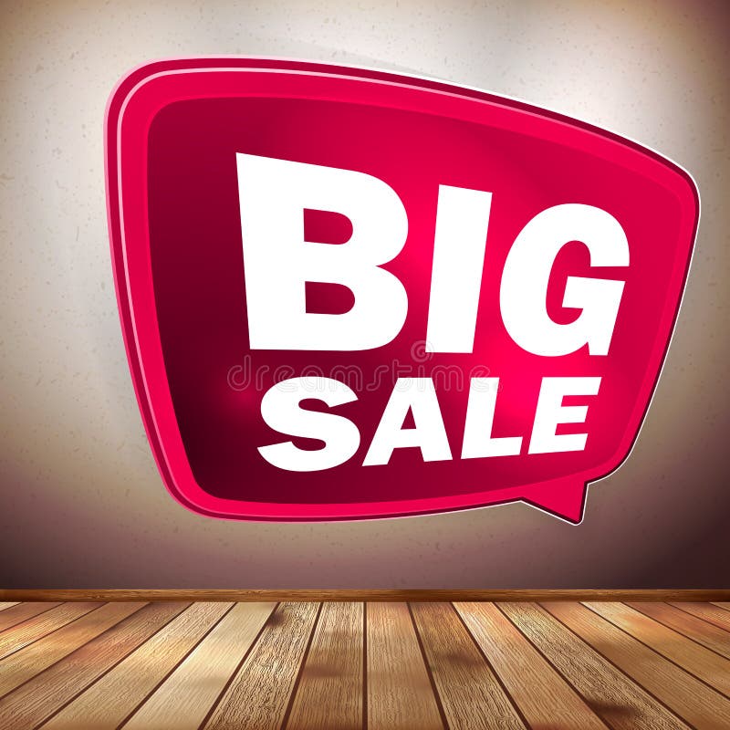 Red Big Sale Speech Bubble on Wood Floor. EPS 10 Stock Vector ...