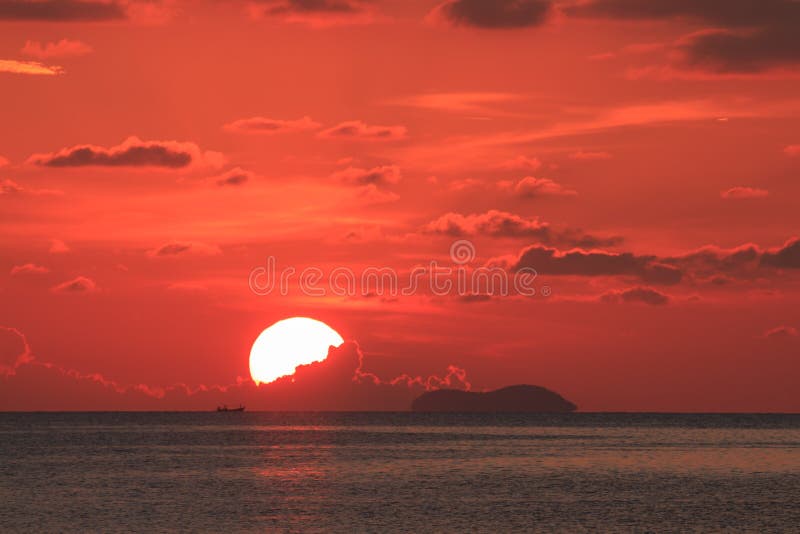 Big Sunset and Orange Sky Backgound Stock Photo - Image of cloud ...