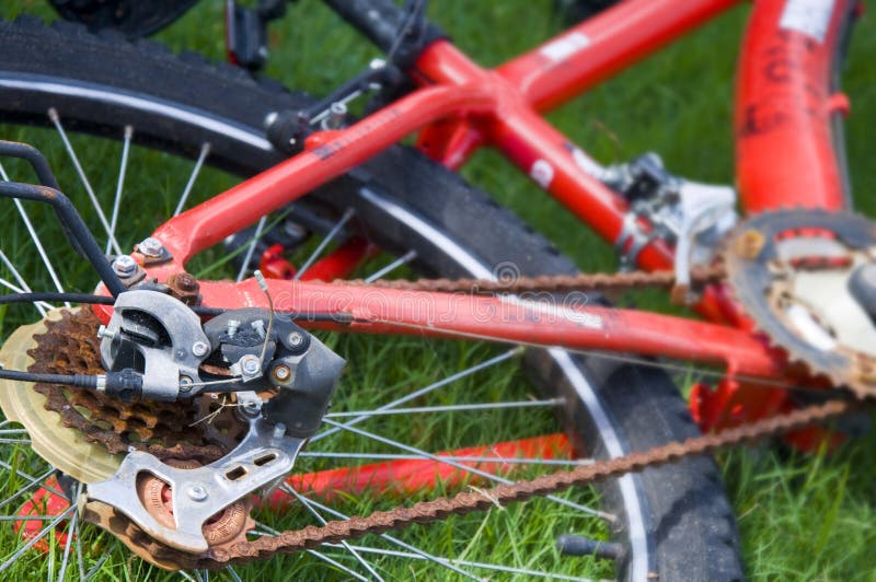 Red Bike stock image. Image of gears, laying, recreation - 17043725