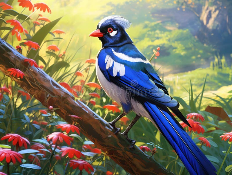 Red Billed Blue Magpie Made with Generative AI Illustration Stock ...