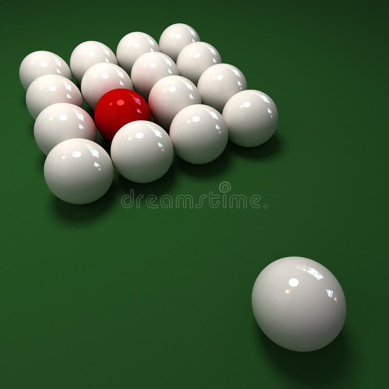 Red Billiard Ball among Cue Balls Stock Illustration - Illustration of ...