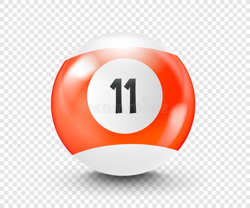 Red Billiard Ball with Number 11. 3d Vector Isolated on Transparent ...