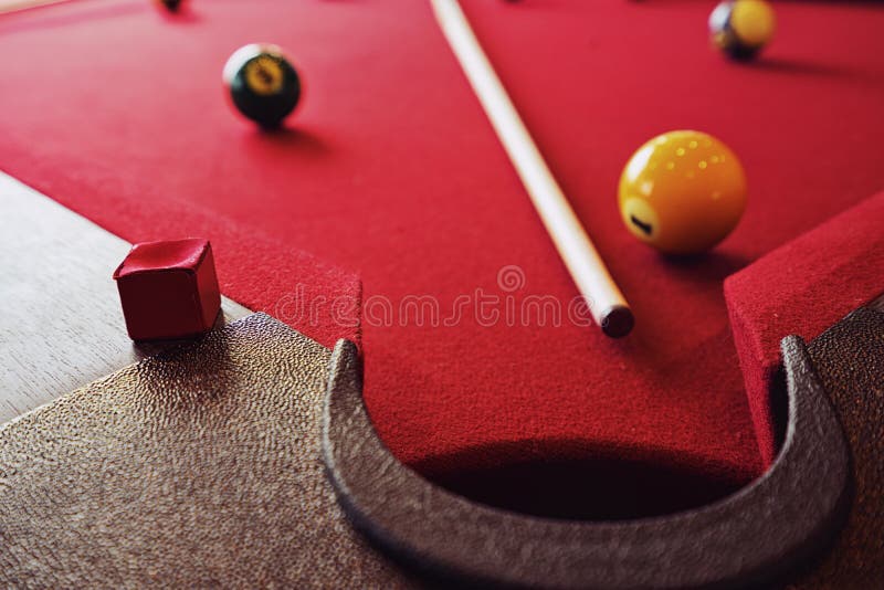 Red Billiard table stock image. Image of pool, indoor - 106270259