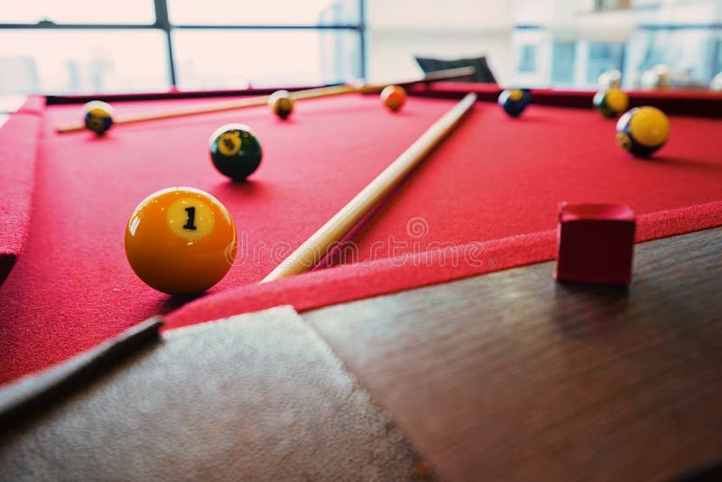 Red Billiard table stock image. Image of indoor, pool - 106270429