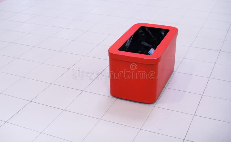 Red Bin, Trash Bin Isolated on White with Path. Stock Photo - Image of ...