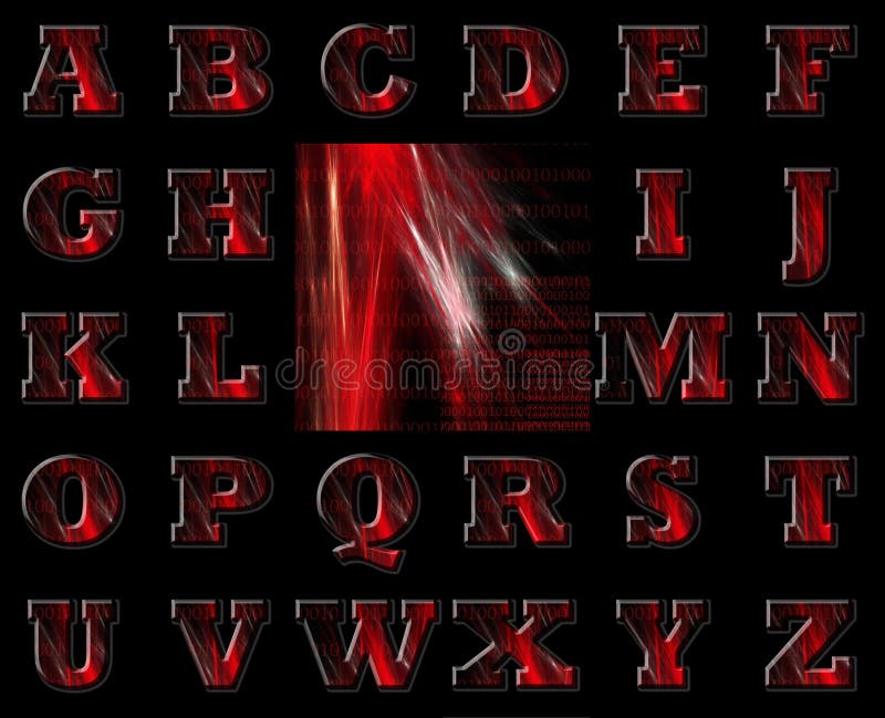 Red Binary Code Alphabet and Background Stock Illustration ...