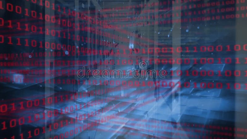 Red Binary Code Animation Over Modern Data Center with Blue Lighting Stock Video - Video of ...