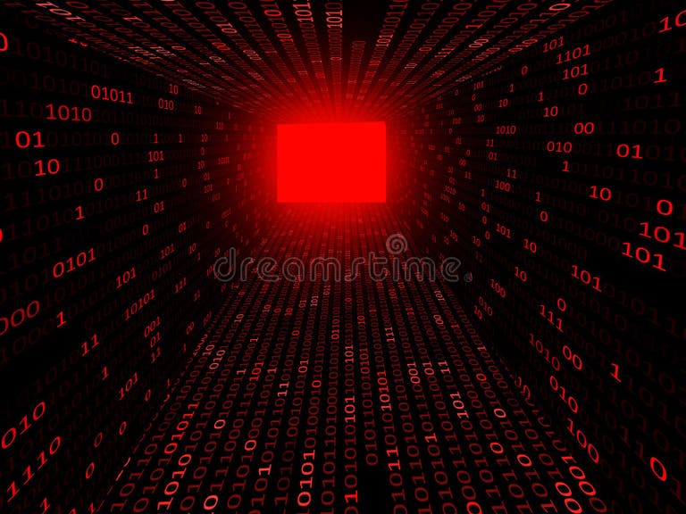 Red Binary Code Futuristic Passage or Corridor. Matrix Binary Code ...