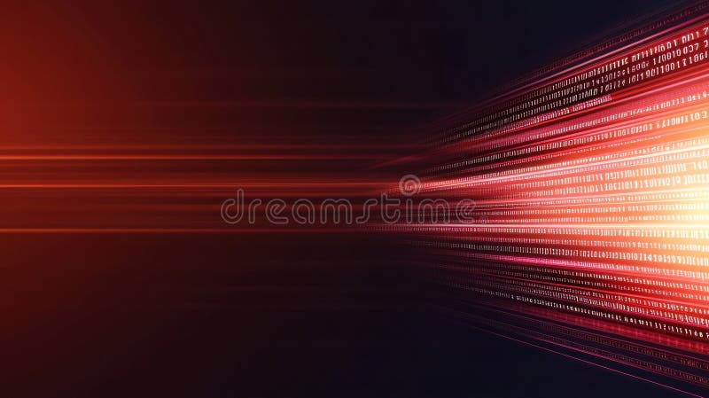 Red Binary Code Stream Across Dark Background. Digital, Futuristic and High Tech Image. Stock ...