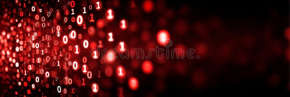 Red Binary Code Stream Digital Data Flow, Programming, Cyber Security ...