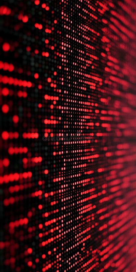 Red Binary Code Streams Data Flow and Cybersecurity. Digital Background ...