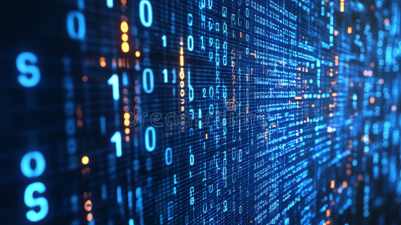 Red Binary Matrix Code Digits On A Black Background Suitable For Overlay And Screen Layer Modes