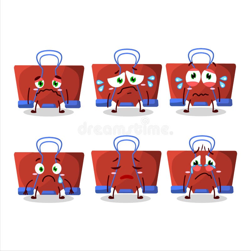 Red Binder Clip Cartoon Character with Sad Expression Stock Vector ...