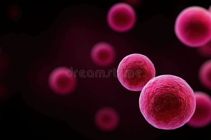 Red Biological Cells. 3D Render of Generic Organic Cell Structures ...