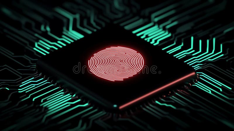 Biometric Fingerprint Password with Padlock Icon. Security Concept ...