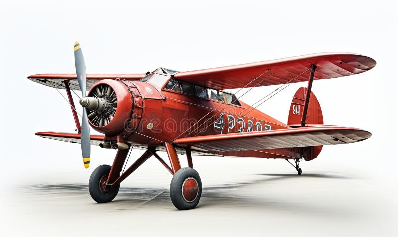 Red Biplane with Propeller on White Background Stock Image - Image of ...