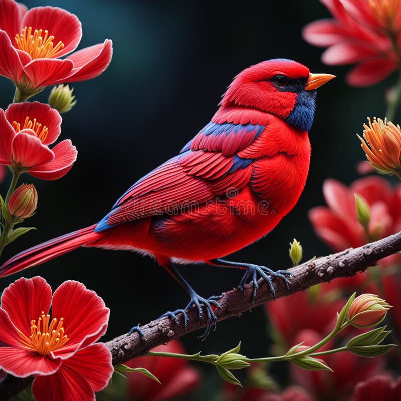 Red Bird Best Image Quality Oil Painting Stock Illustration ...