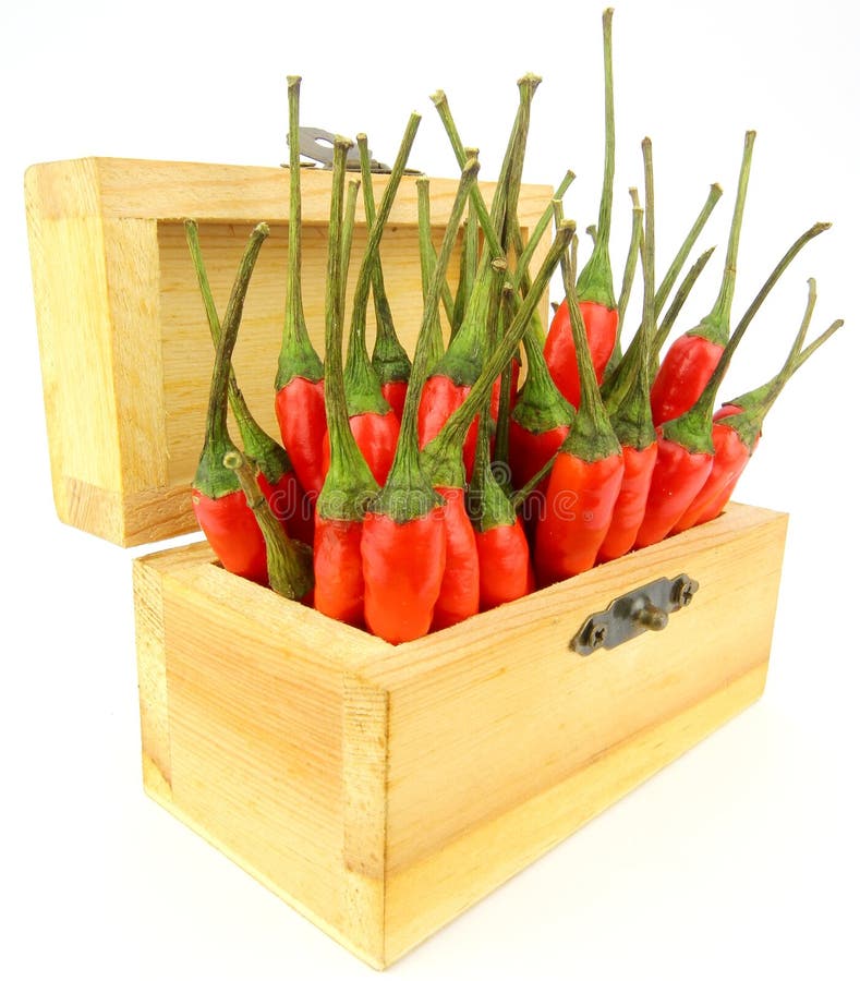 Red Bird Chilli in a Wood Box Stock Image - Image of health, pattern ...