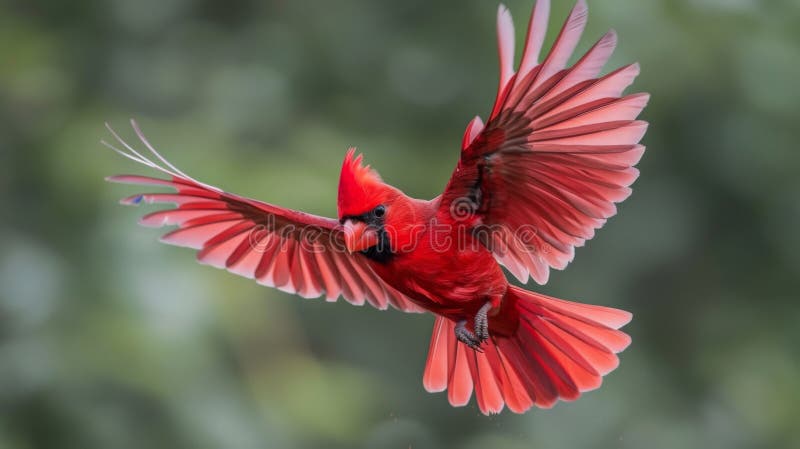 A Red Bird Flying in the Air with Its Wings Spread, AI Stock Image ...