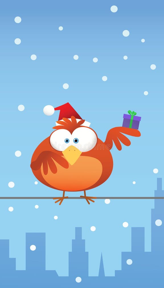 Red bird with santa hat stock vector. Illustration of santa - 11905088