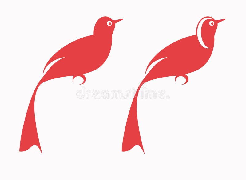 Red Birds stock vector. Illustration of long, birds, tail - 6396452