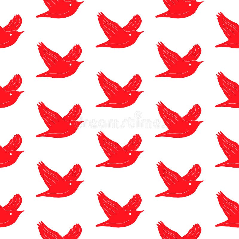 Red birds seamless pattern stock vector. Illustration of dove - 120767368