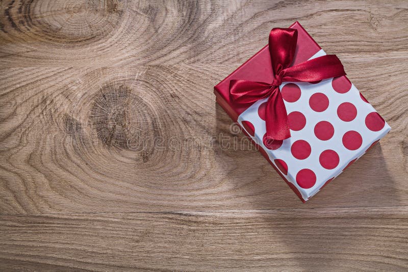 Red Birthday Present on Wooden Board Celebrations Concept Stock Photo ...