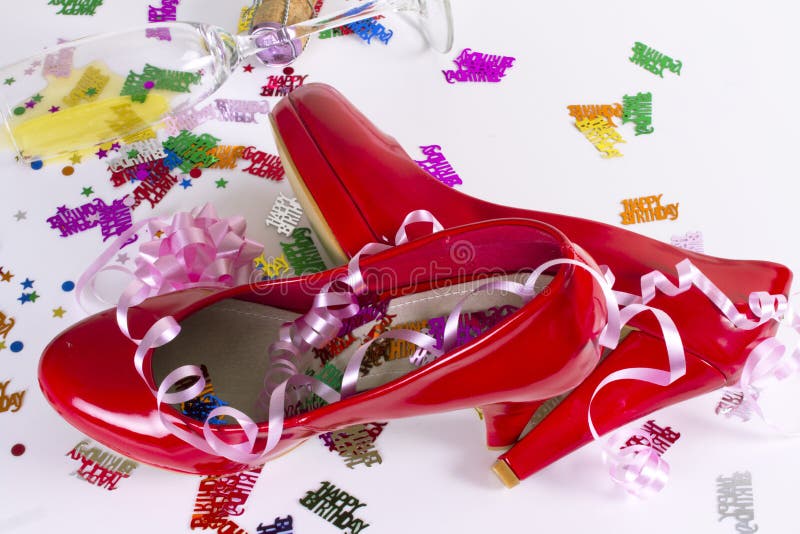 Red Birthday Shoes stock photo. Image of present, attractive - 37649310