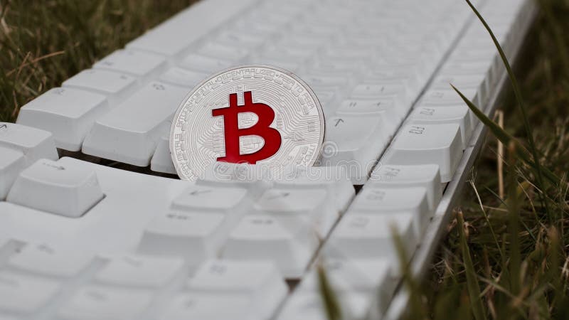 Red bitcoin coin stock photo. Image of outdoor, trade - 96757680