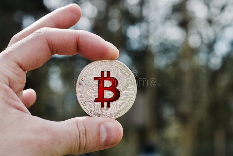 Red bitcoin coin stock image. Image of business, nature - 97490791