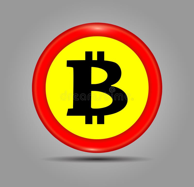 Red Bitcoin Sign Icon for Internet Money. Crypto Currency Symbol and ...