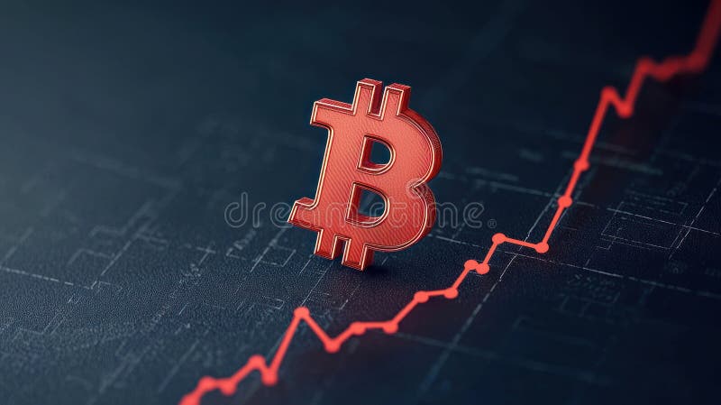 Red Bitcoin Symbol on Financial Chart Indicating a Rise in ...
