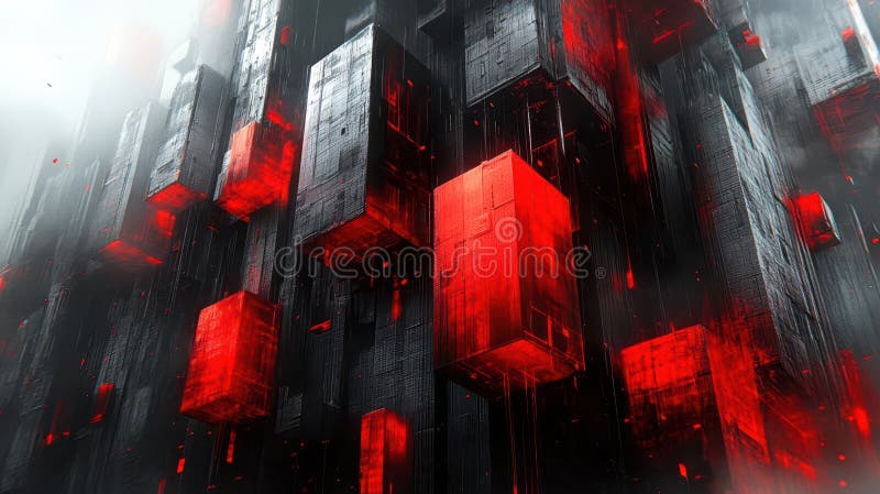 Glowing Red Black Cube Abstract Digital Art Stock Photos - Free ...